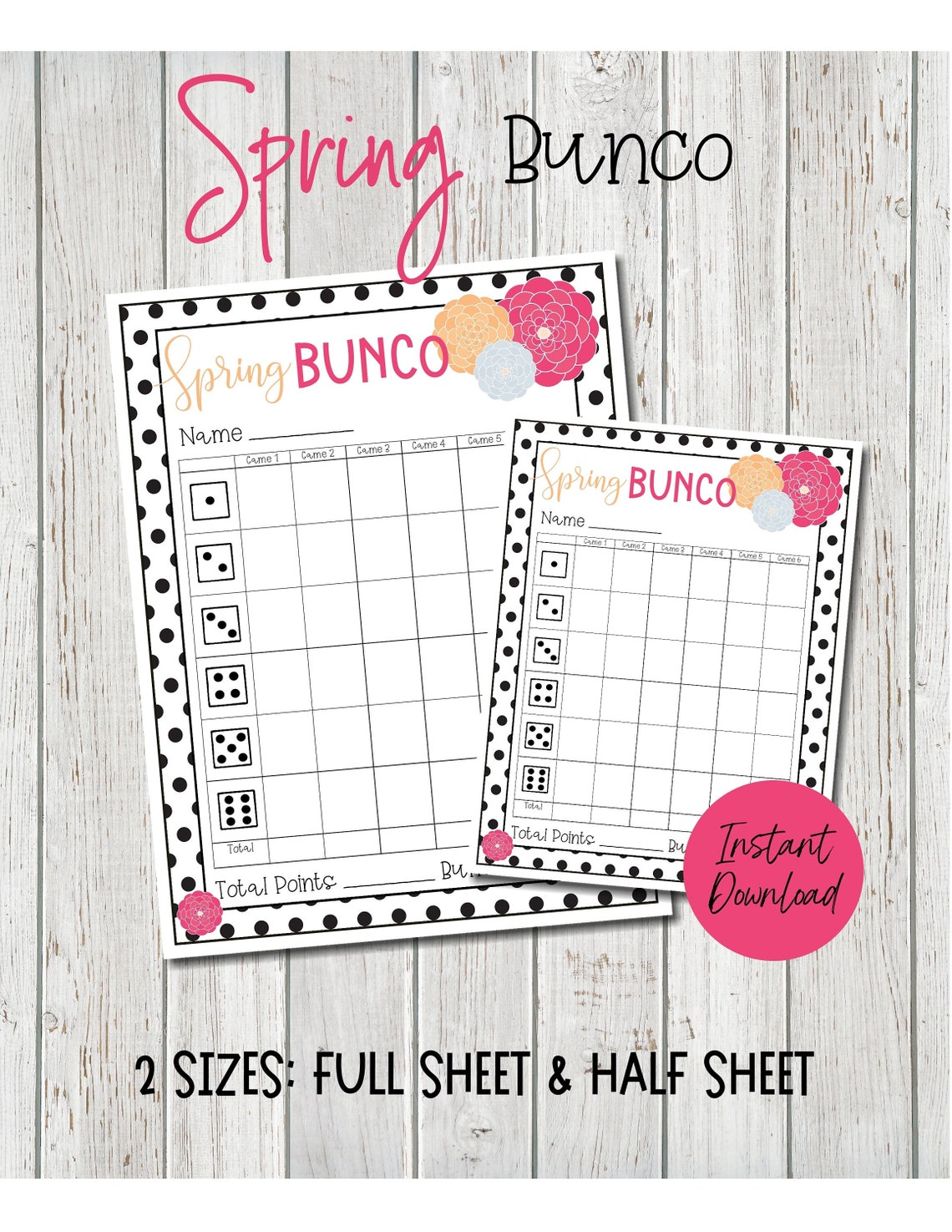 Spring Bunco Score Sheet Spring Bunco Worksheets Bunco | Etsy
