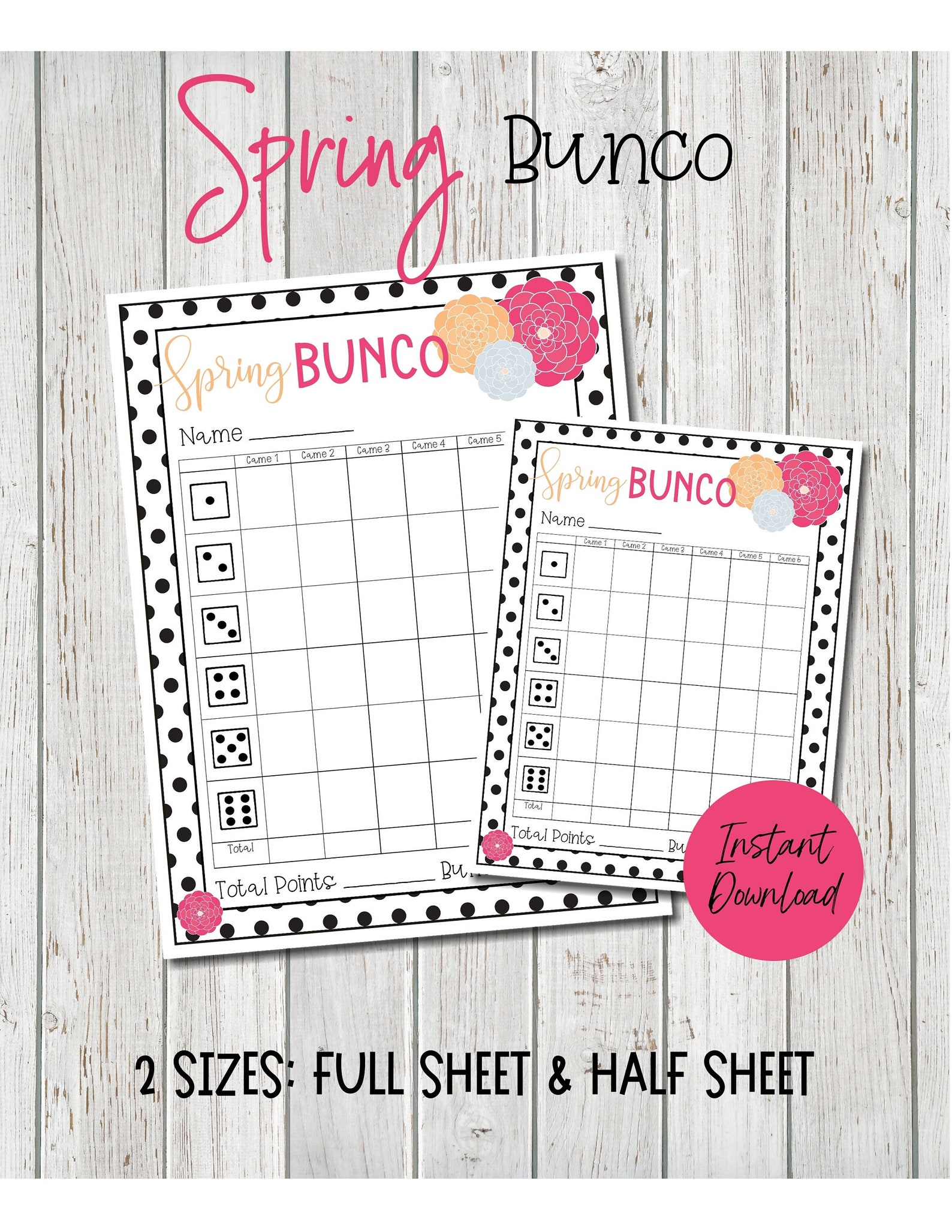Spring Bunco Score Sheet, Spring Bunco Worksheets, Bunco Printables ...