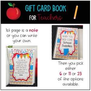 Teacher Gift Card Book, 4x6 Teacher Gift Card Holder, Teacher Gifts ...