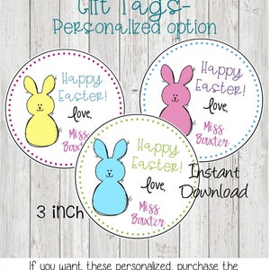 Easter Gift Tags for Kids, Student Happy Easter Peep Gift Tags, Digital ...