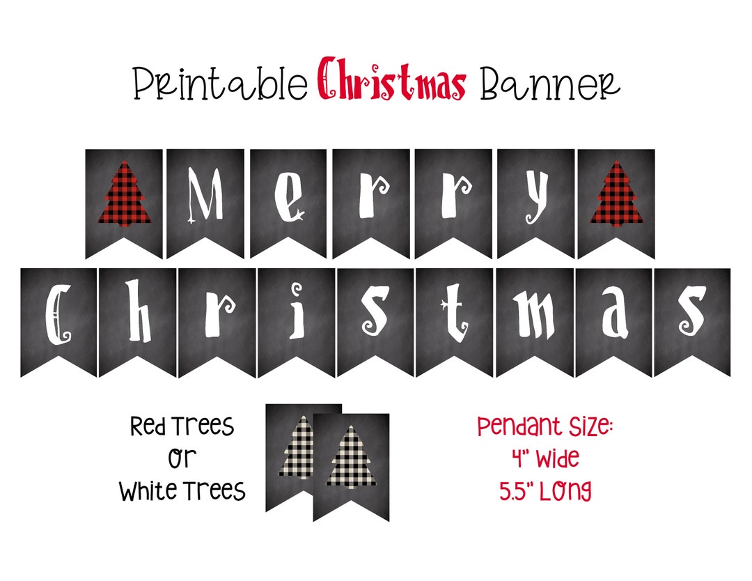 Red & Black Printable Christmas Banner, Merry Christmas Banner ...