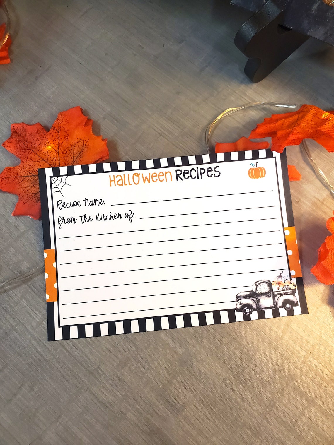 Halloween Recipe Cards Set of 12 Blank Halloween Recipe | Etsy