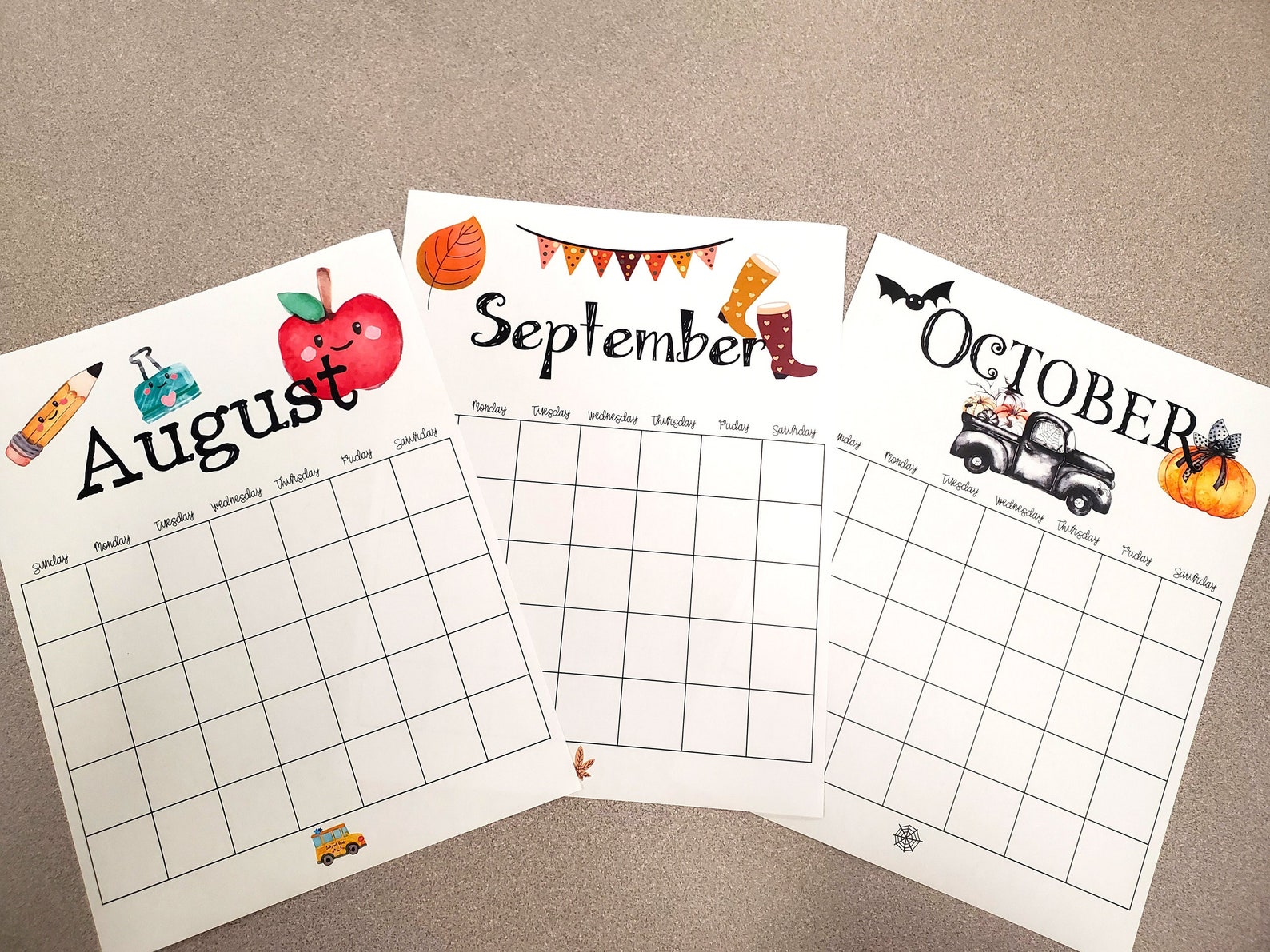 Printable Calendars for the Year With No Dates, Blank Monthly Calendars ...