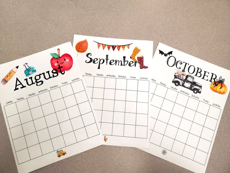 Printable Calendars for the Year With No Dates, Blank Monthly Calendars ...
