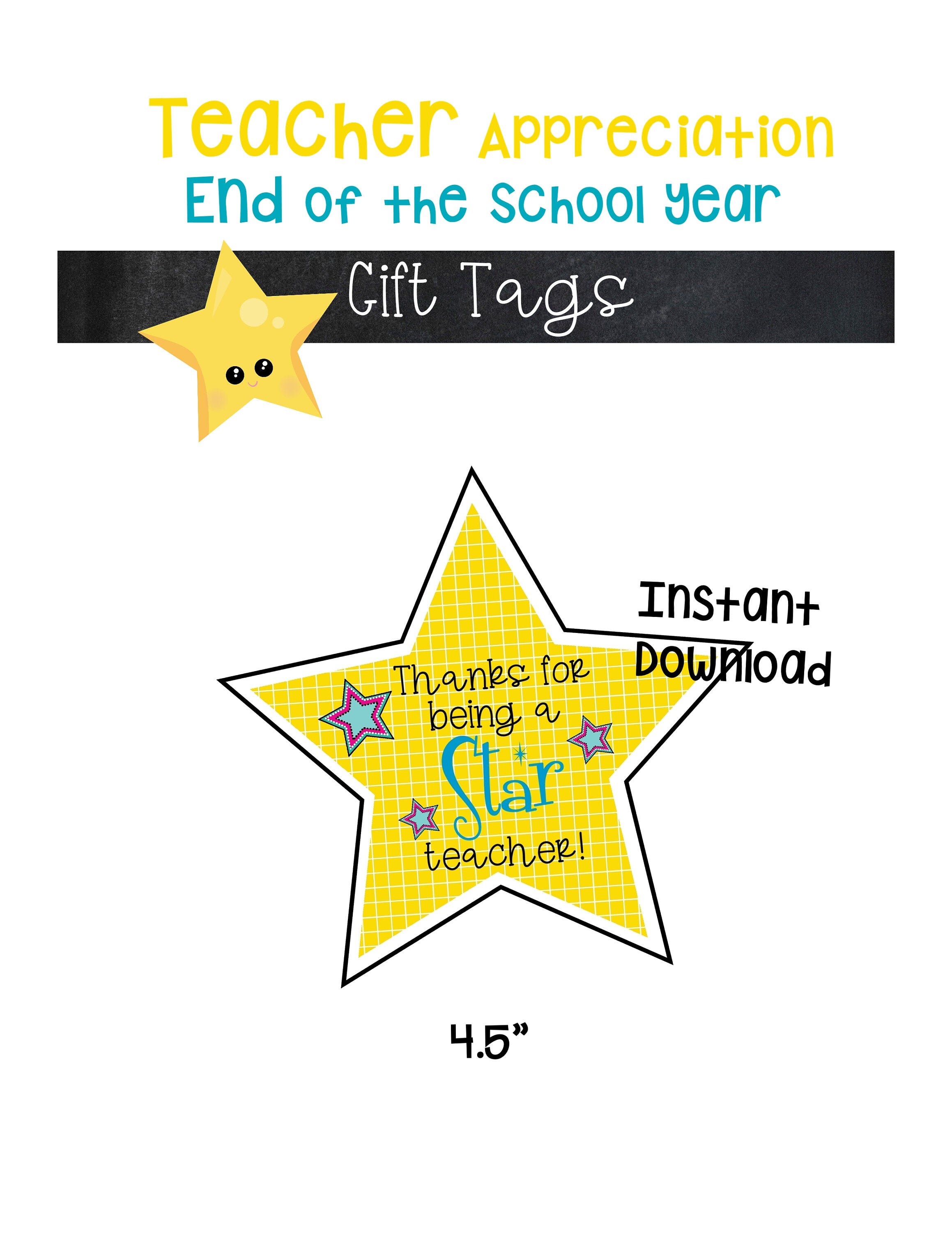 Teacher Appreciation Week Gift Tags-end of School Year Gifts-thanks for ...