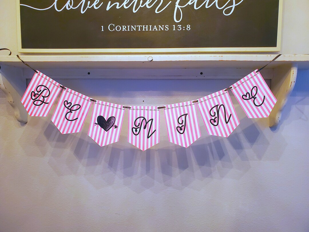 Printable Valentine's Day Banner, Valentine Banner, Be Mine Pink ...