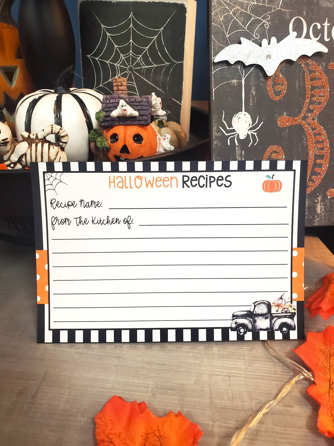 Halloween Recipe Cards, Set of 12 Blank Halloween Recipe Cards, Recipe ...