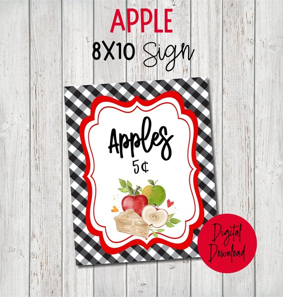8x10 Apples 5 Cents Sign Printable Apples Sign Apples - Etsy