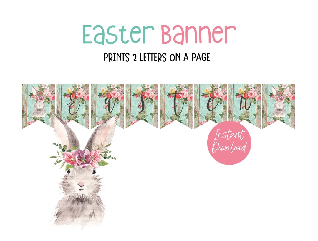 Easter Banner, Printable Easter Banner, Floral Easter Banner, Easter ...