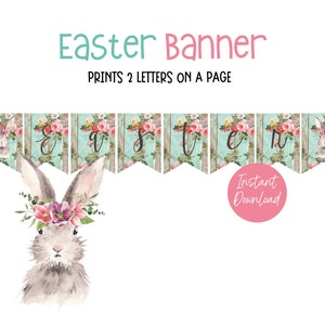 Easter Banner, Printable Easter Banner, Floral Easter Banner, Easter ...