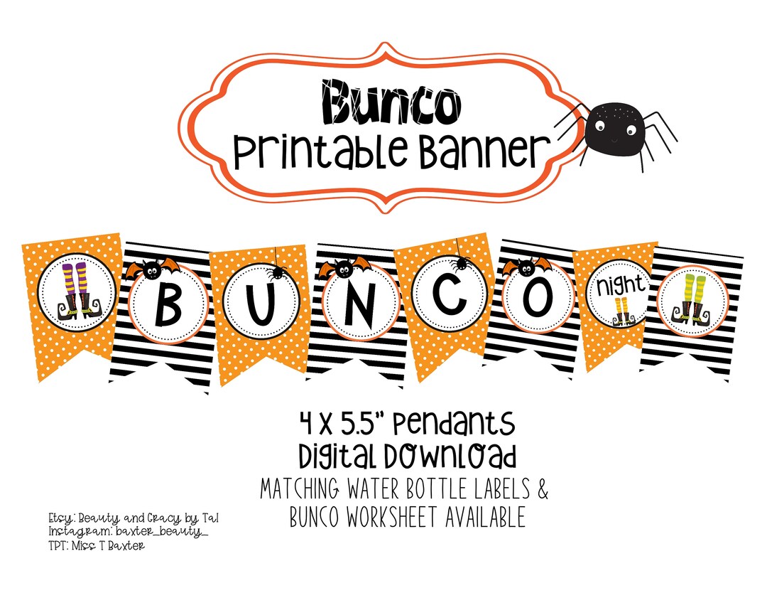 Halloween Bunco Banner, Bunco Night Printable Halloween Banner, Bunco ...