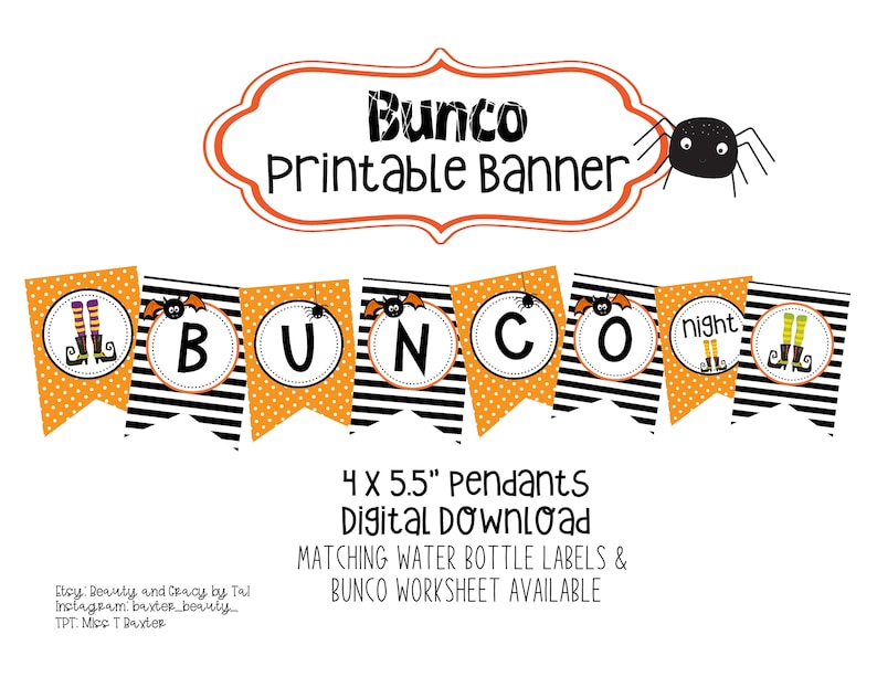 Halloween Bunco Banner, Bunco Night Printable Halloween Banner, Bunco ...