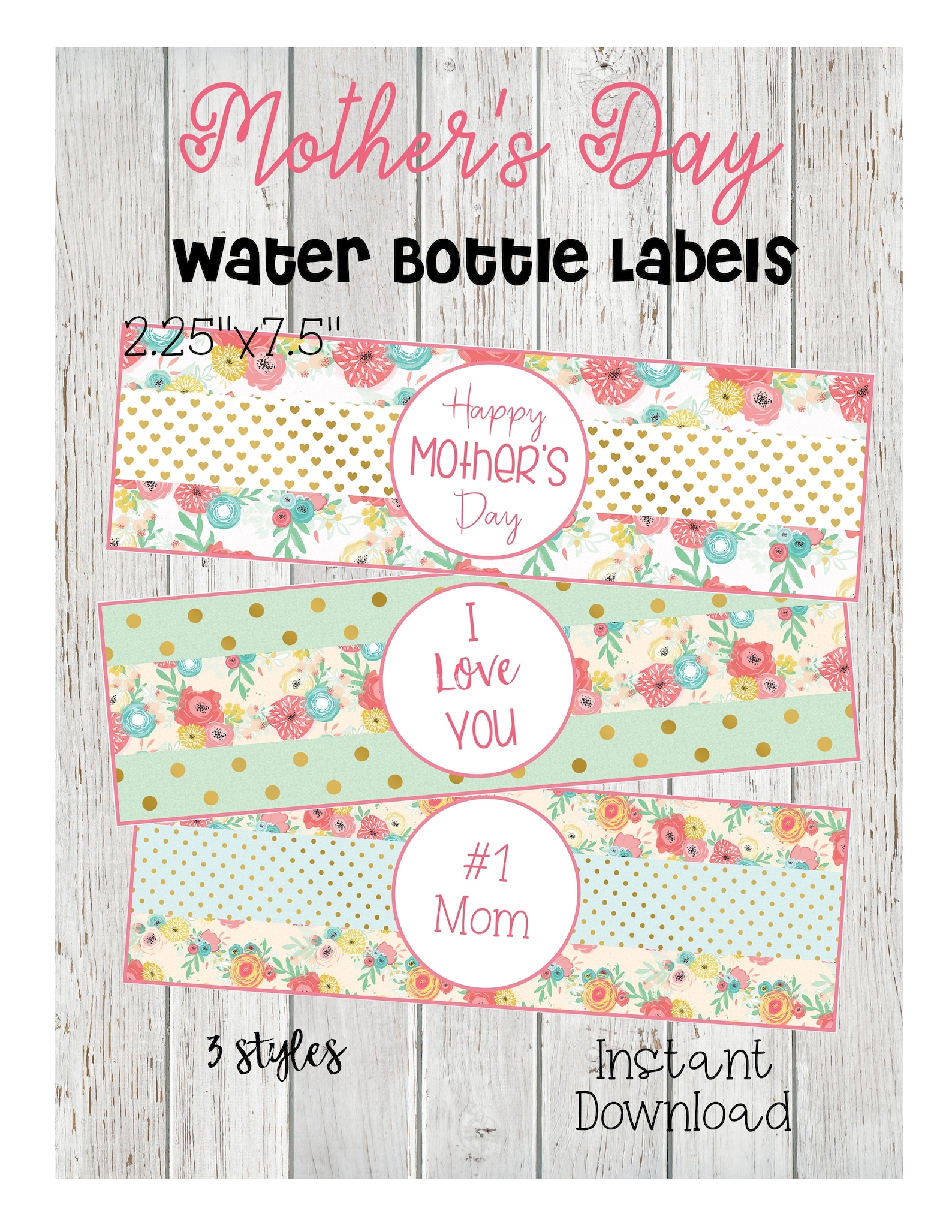 Mother's Day Water Bottle Labels Drink Labels Printable | Etsy