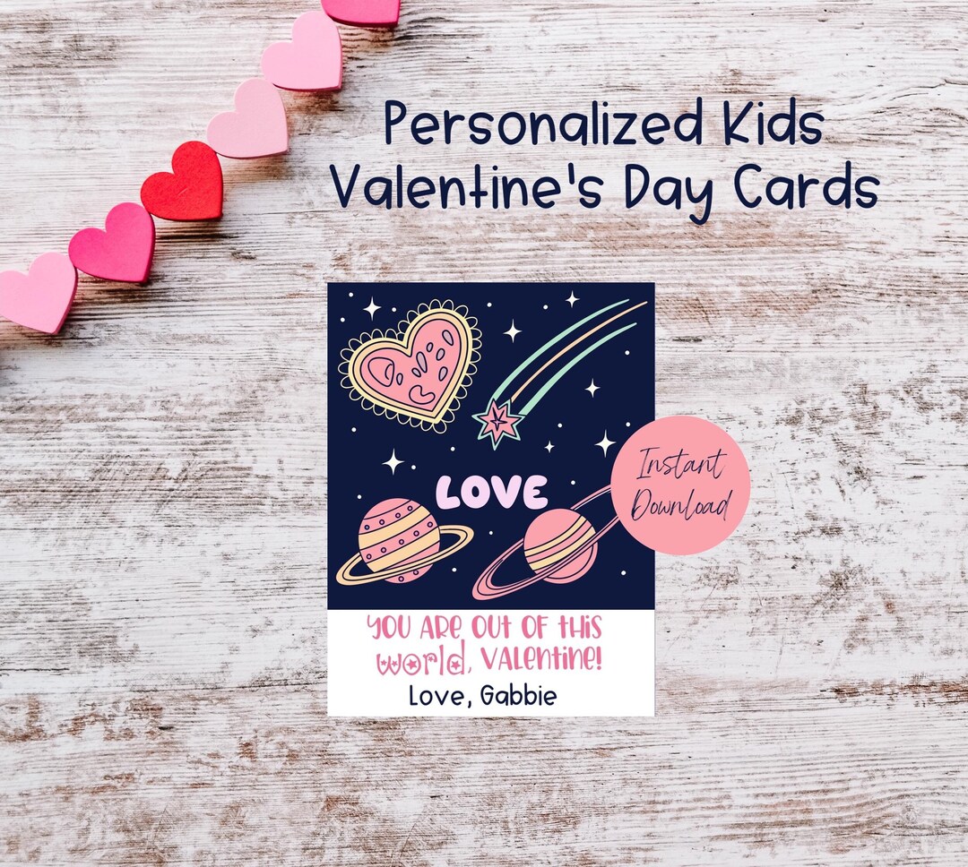 Girls Space Valentine's Day Cards, Space Valentines, Planets Valentine ...