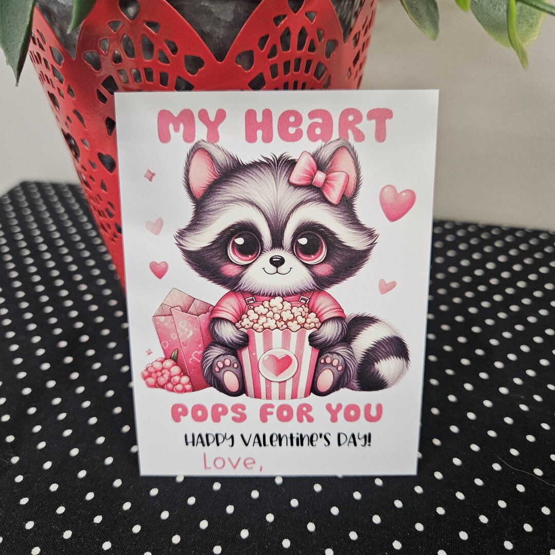 Printable Raccoon Valentines Day Cards for Kids, Girl Valentines ...