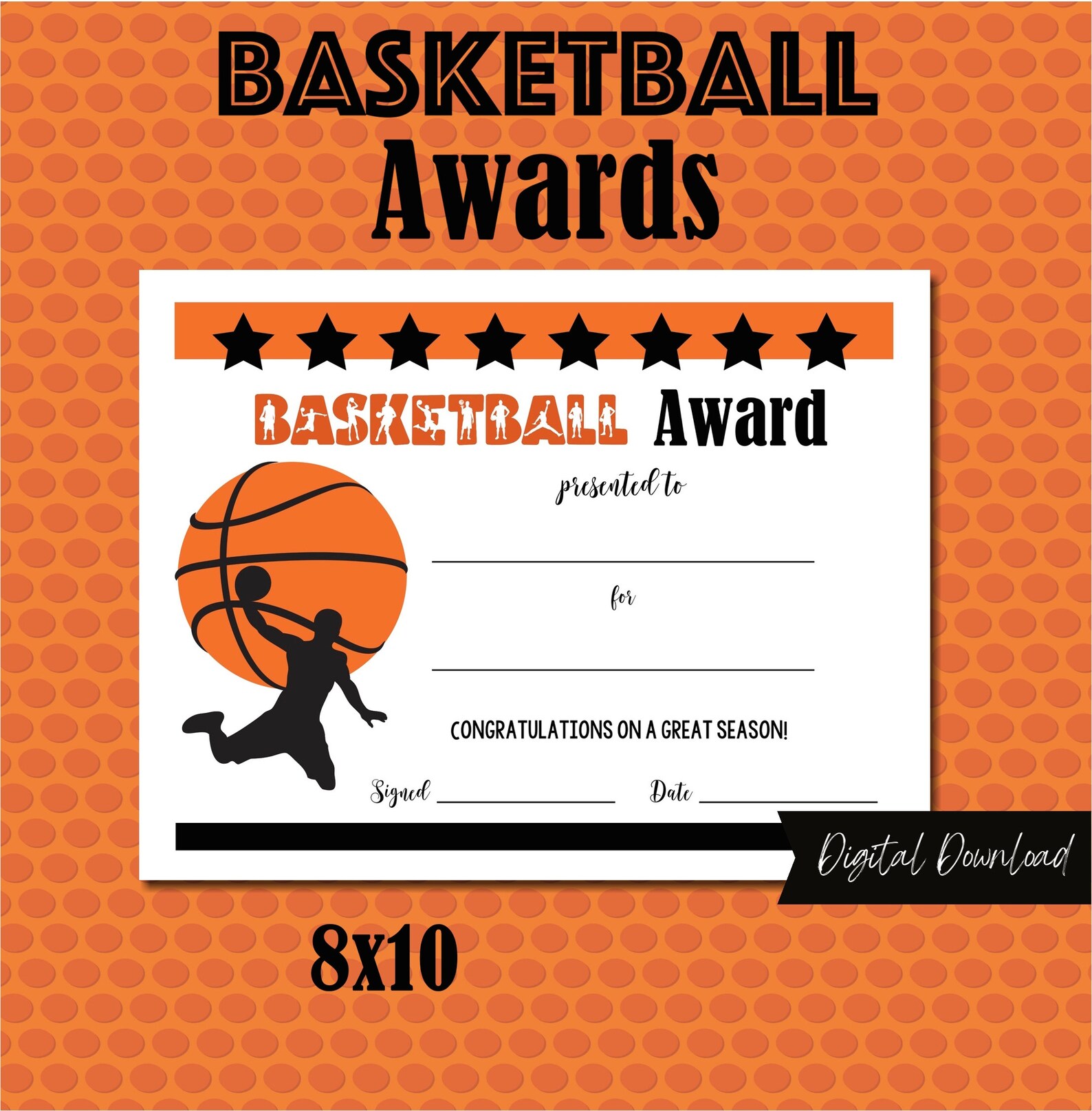 Basketball Award Certificates Kids Basketball Awards - Etsy