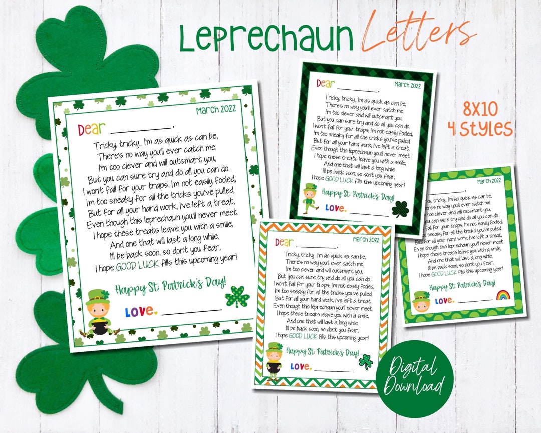 Leprechaun Letters, Notes for Leprechauns, St. Patrick's Day Printable ...