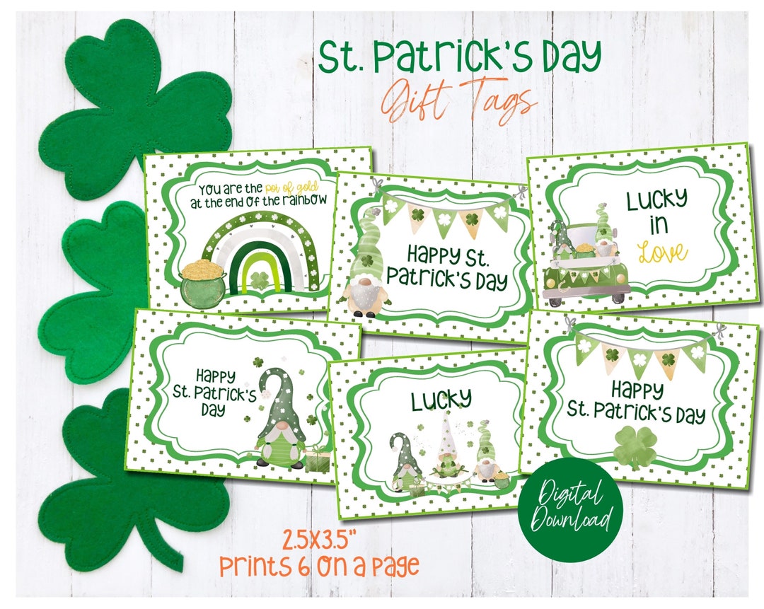 Gnome Gift Tags for St. Patrick's Day, St. Patrick's Day Gnome Gift ...