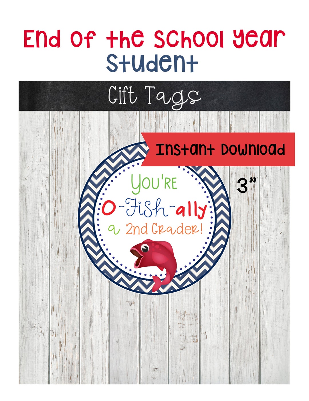 O-fish-ally a 2nd Grader Gift Tags, End of School Year Gift Tags, Last ...