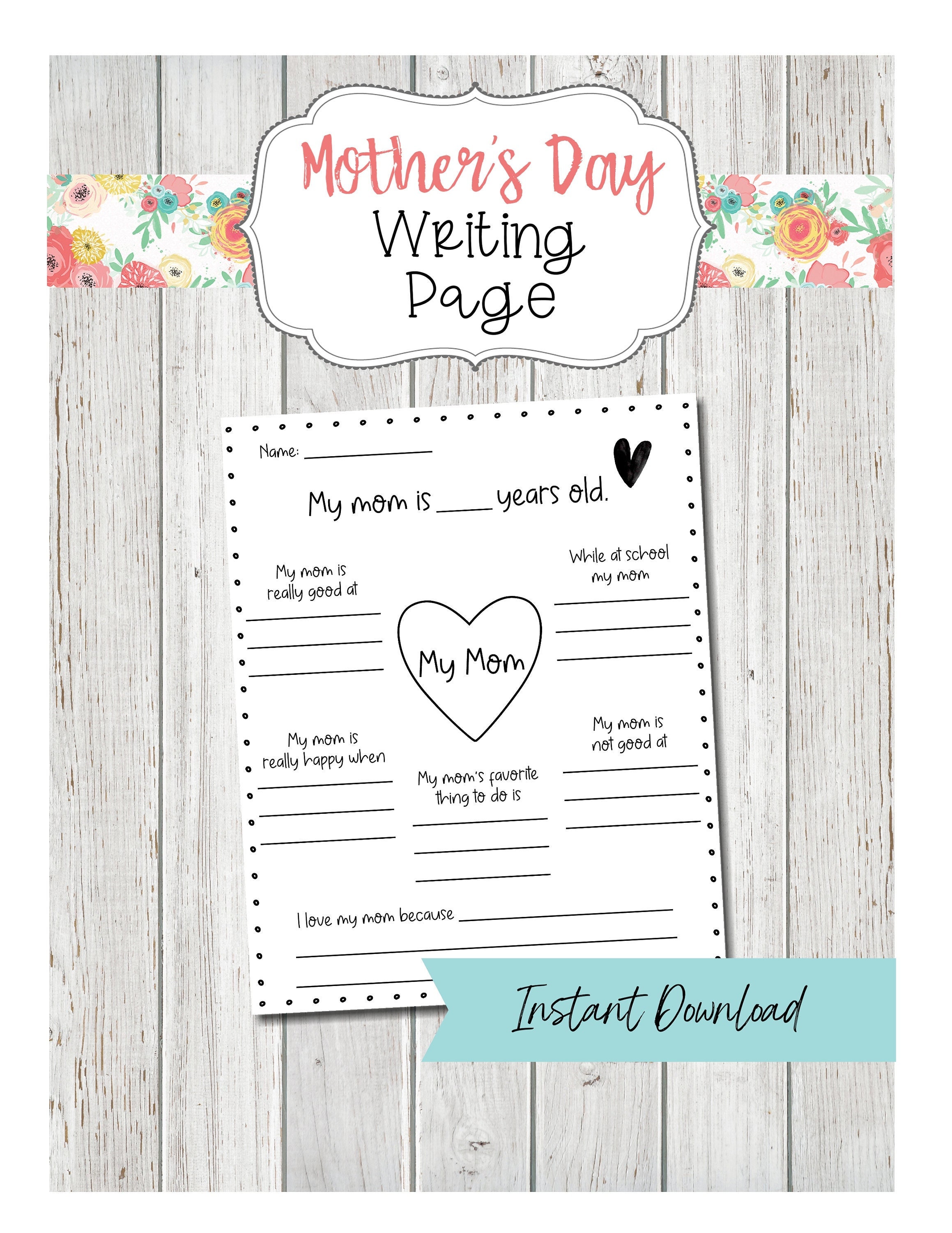 Mother's Day Questionnaire for Kids, Kids Mother's Day Worksheet ...