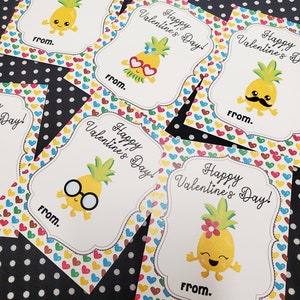 Kids Printable Pineapple Valentine's Day Cards, Student Valentine Cards ...