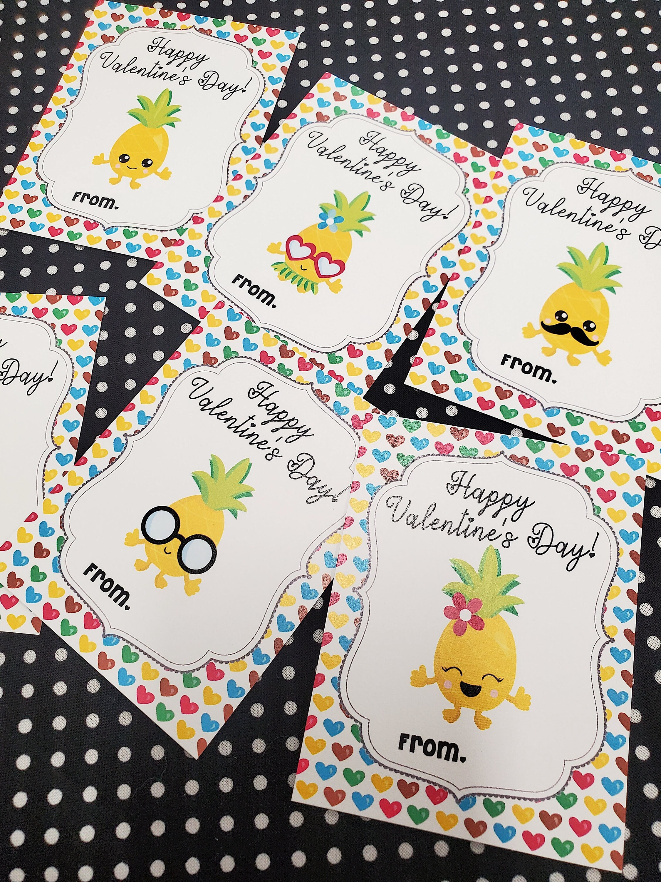Kids Printable Pineapple Valentine's Day Cards Student | Etsy