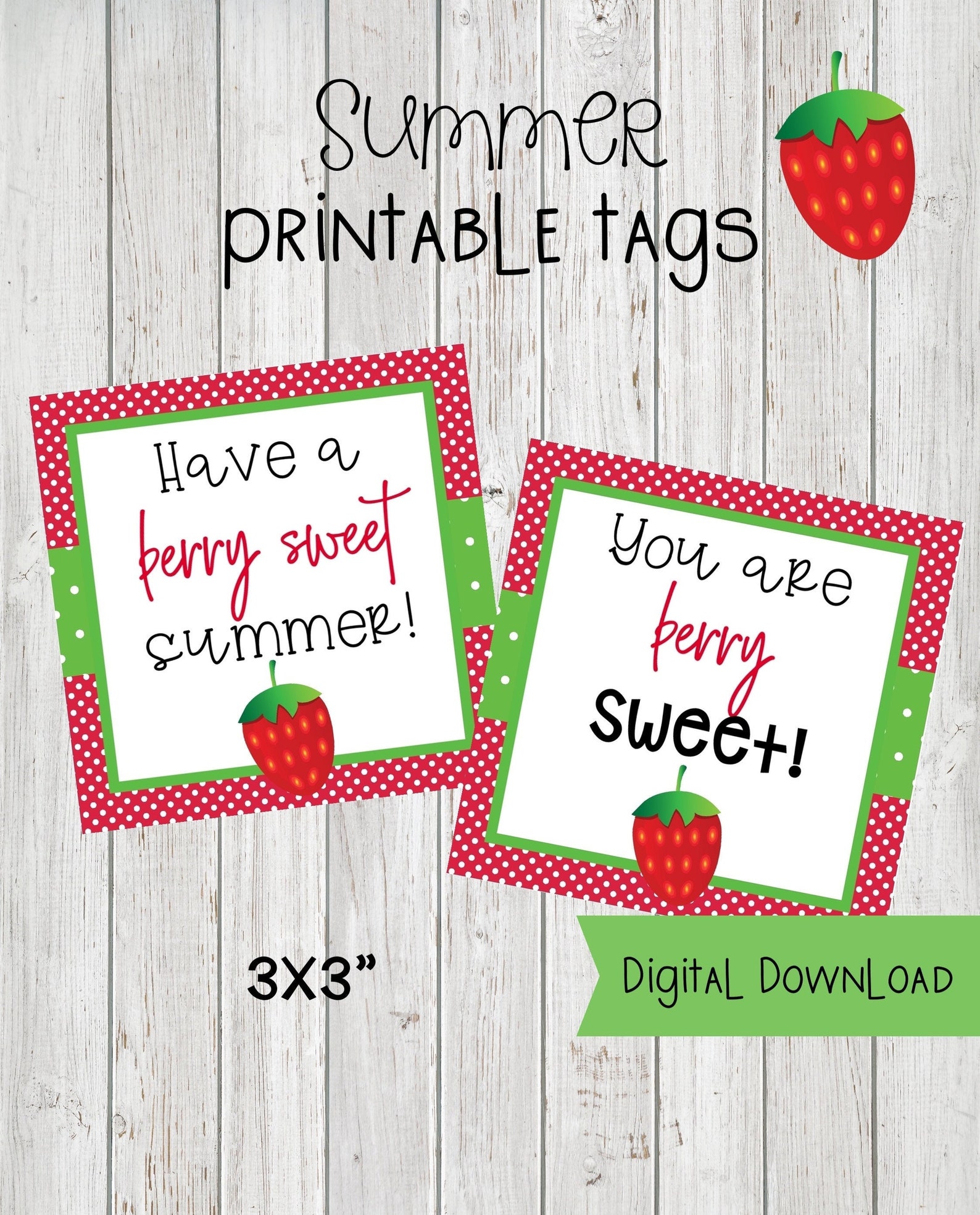 Have a Berry Sweet Summer Printable Gift Tags You Are Berry | Etsy
