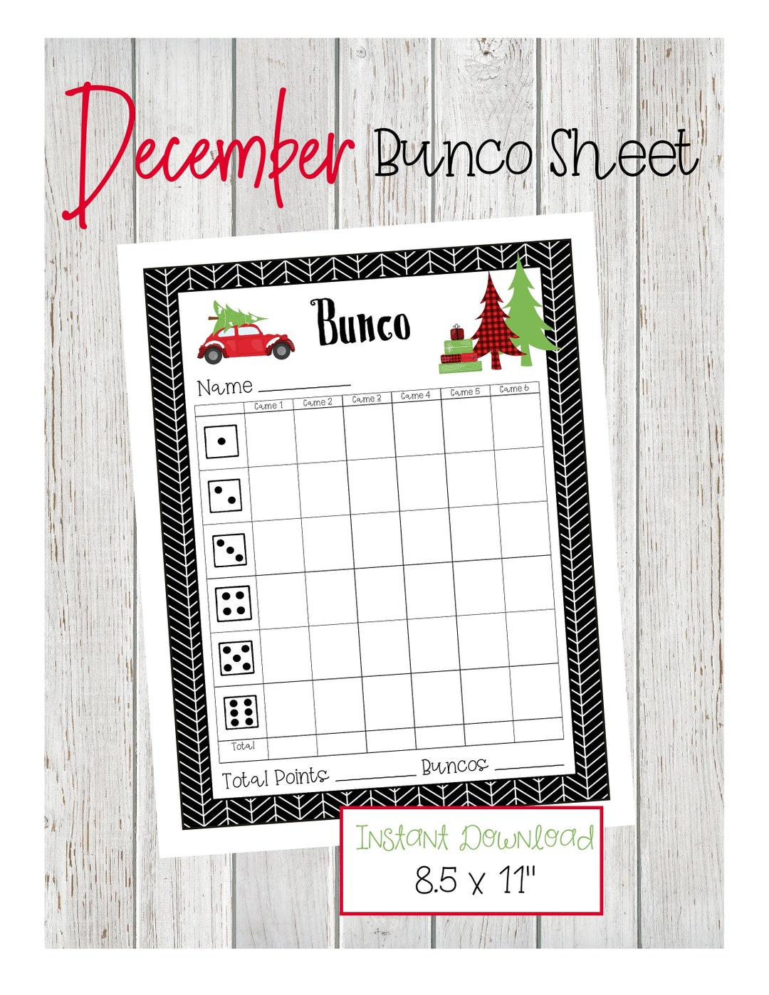 Bunco Worksheets, Christmas Bunco, December Bunco, Bunco Printables ...