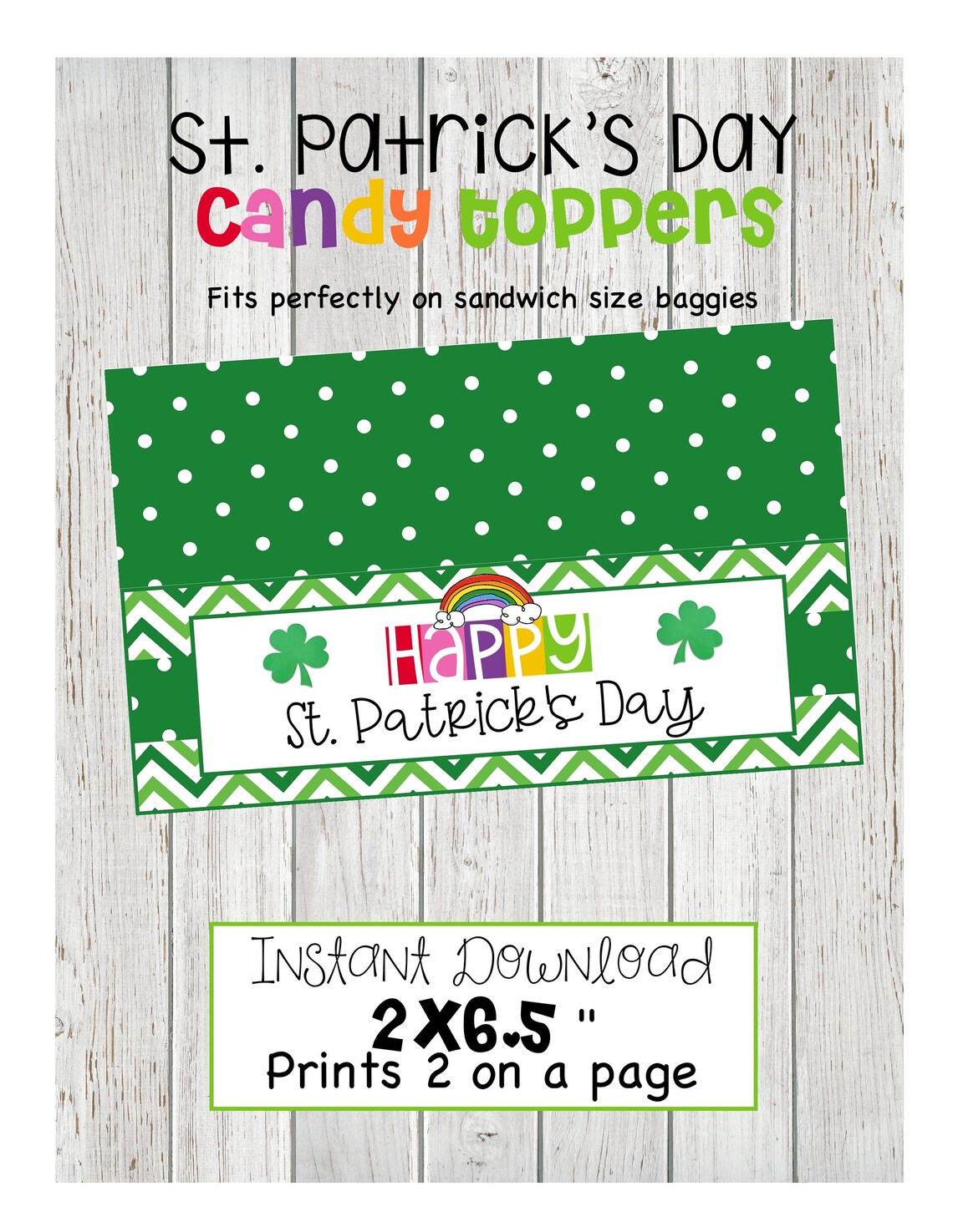 Happy St. Patrick's Day Treat Bag Topper St. | Etsy