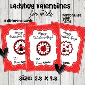 Ladybug Valentine's Day Cards for Kids, Kids Valentines, Girl ...