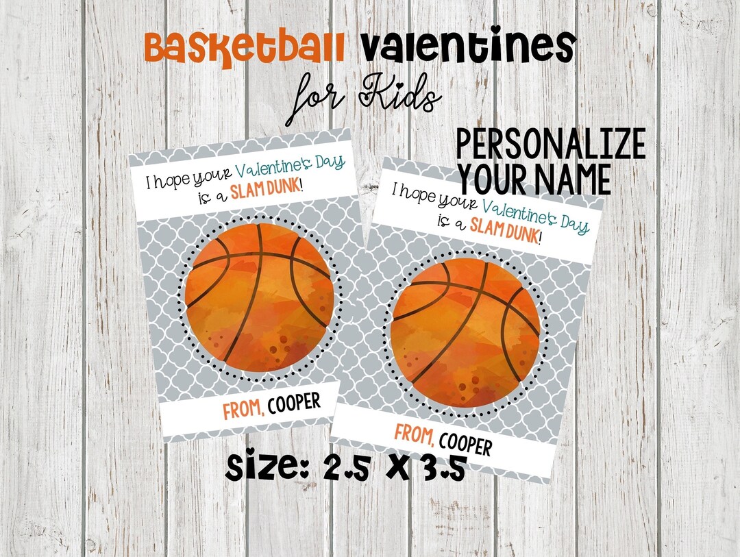 Kids Basketball Valentine Cards, Boy Valentine Cards for the Classroom ...