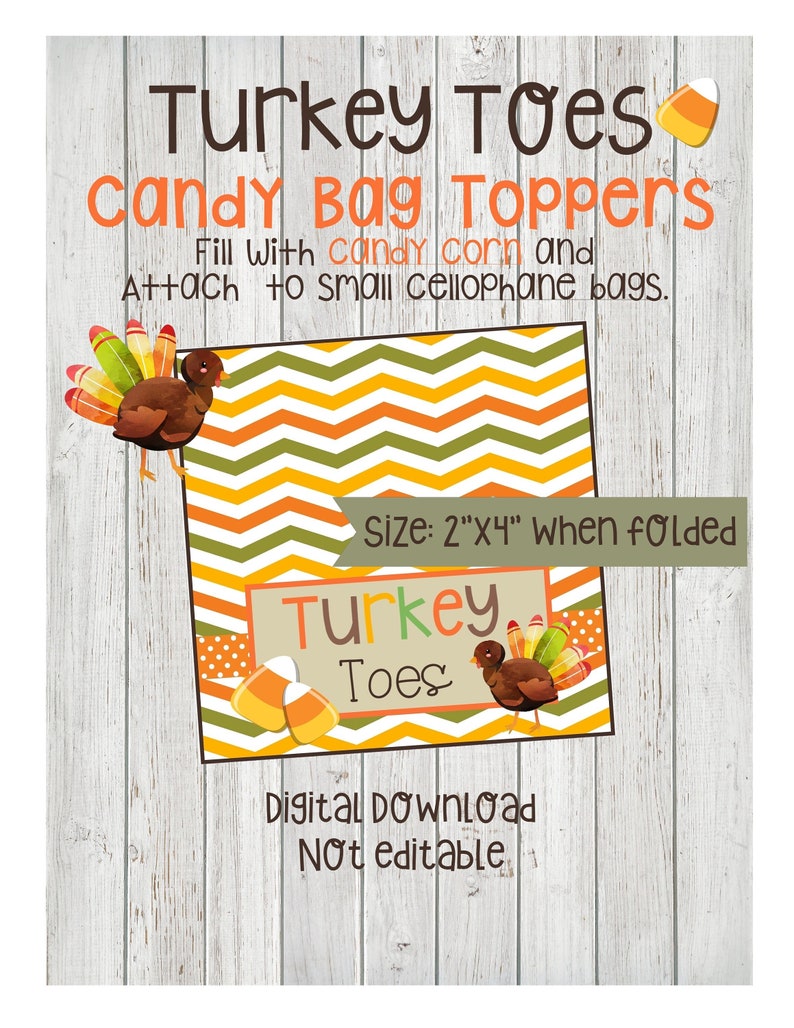 Candy Corn Bag Topper, Turkey Toes, Thanksgiving Treat Bag Topper ...