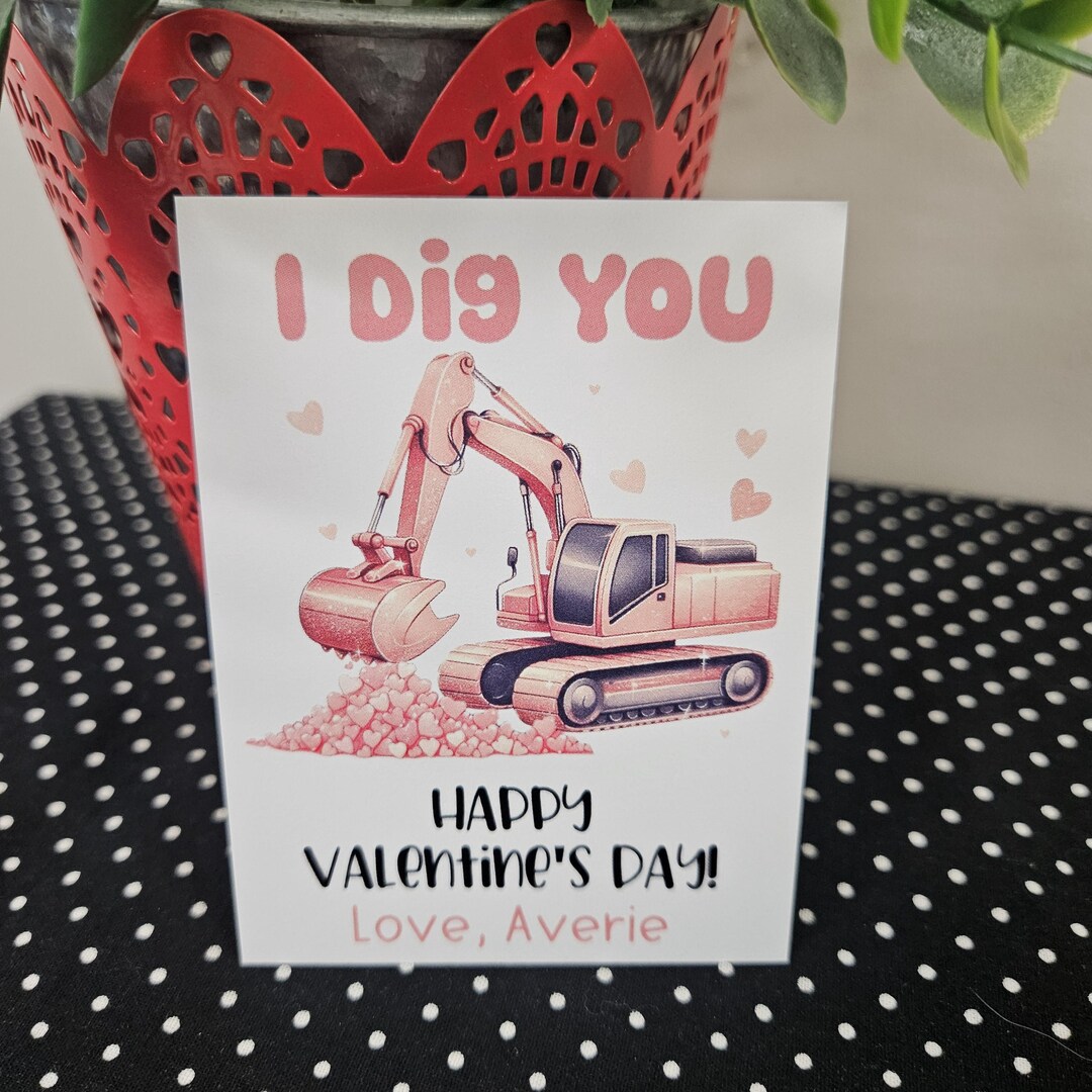Kids Personalized Tractor Valentine’s Day Cards, I Dig You Valentines ...