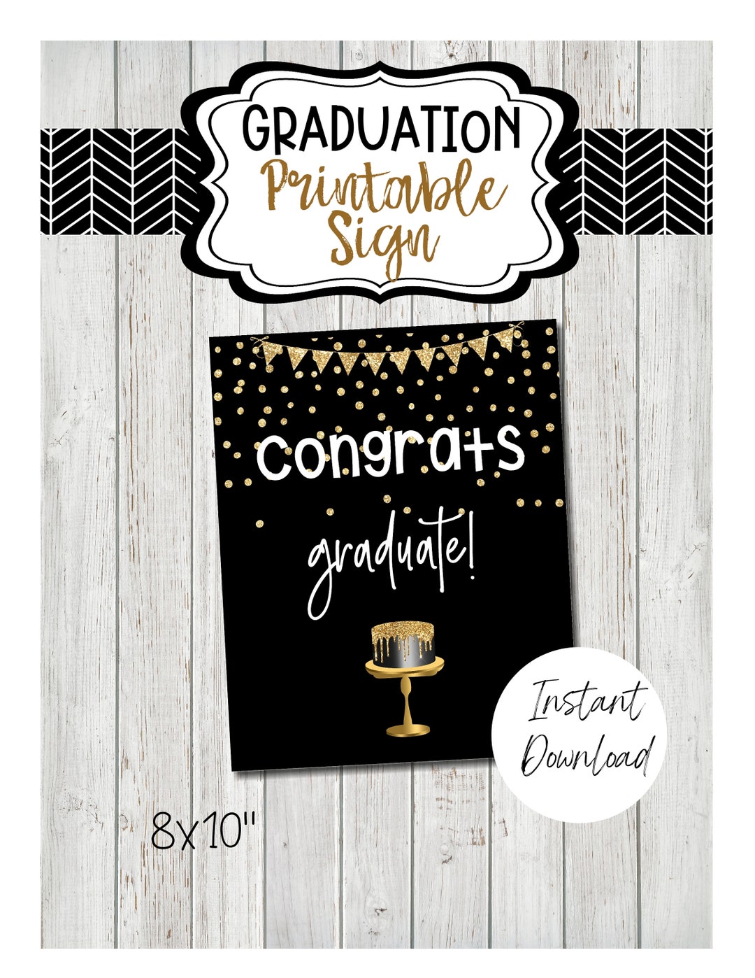 Congrats Graduate Printable 8x10 Sign, Graduation Decorations ...