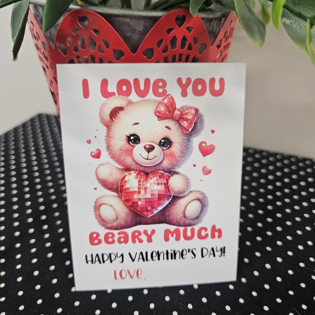 Printable Teddy Bear Girl Valentines Day Cards, Classroom Valentine ...