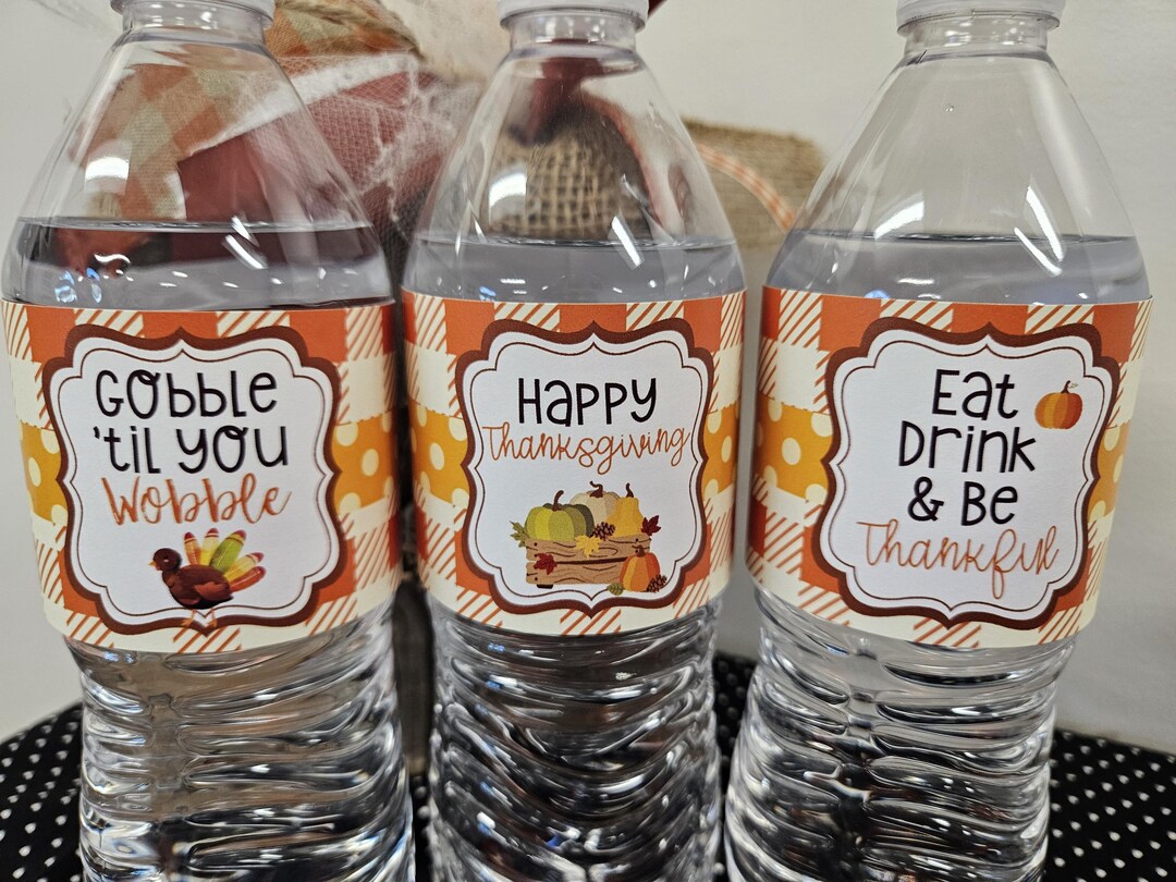 Thanksgiving Water Bottle Labels, Printable Thanksgiving Drink Labels ...