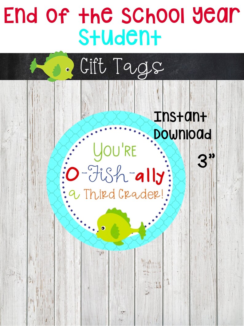 You're O-fish-ally a Third Grader Student Gift Tags-end of | Etsy