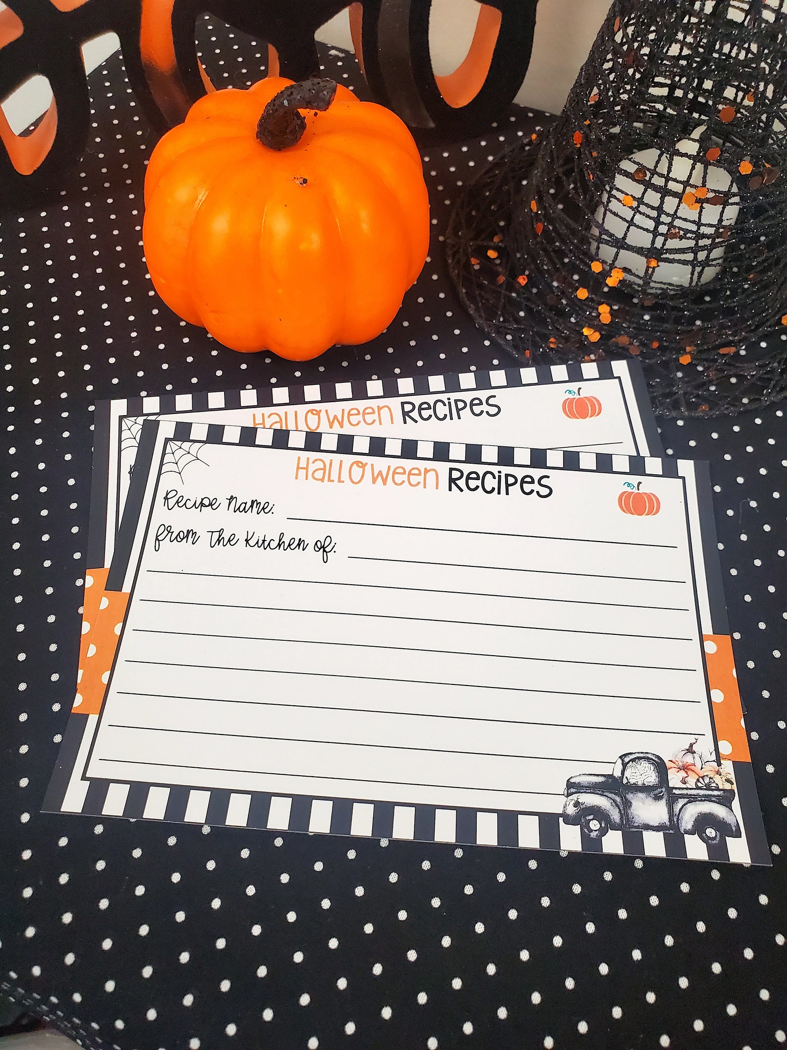 Halloween Recipe Cards Set of 12 Blank Halloween Recipe | Etsy