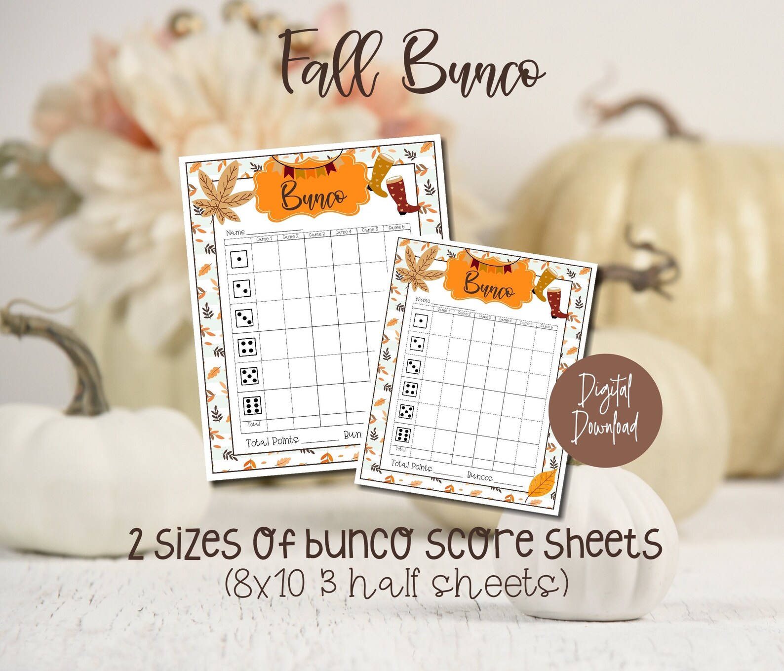Fall Bunco Worksheet Bunco Worksheets September Bunco - Etsy