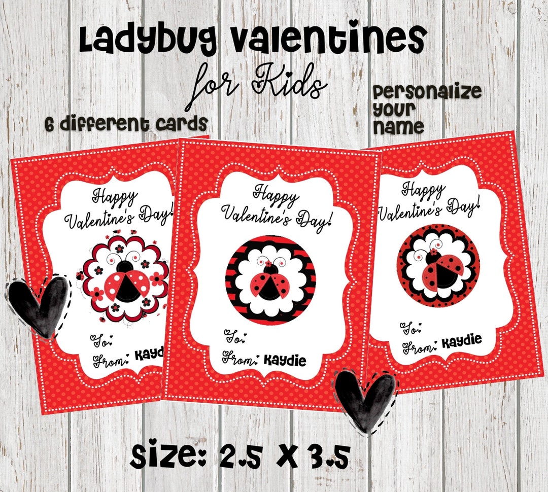 Ladybug Valentine's Day Cards for Kids, Kids Valentines, Girl ...