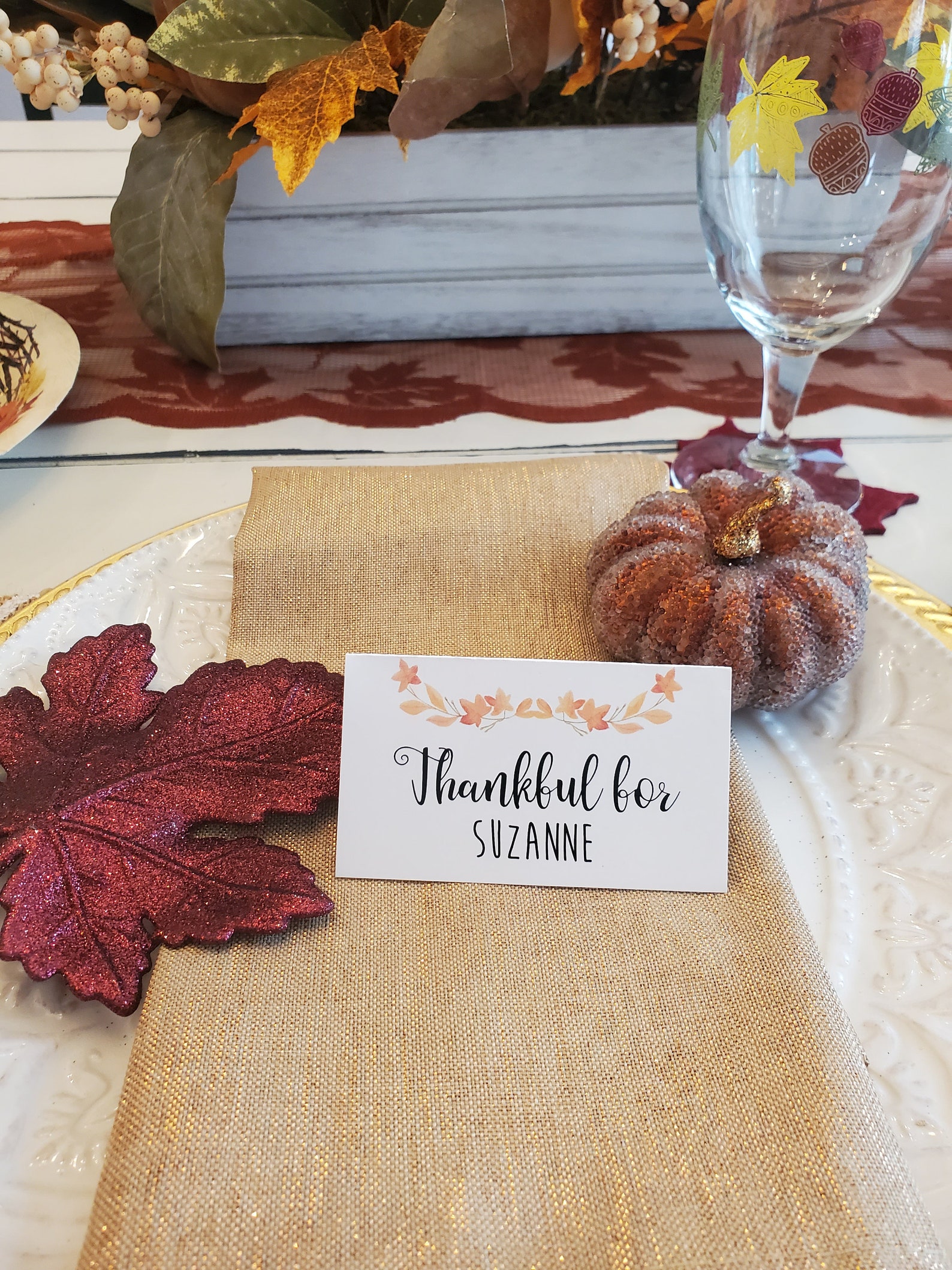 Dinner Place Setting Name Cards Thanksgiving Place Setting | Etsy