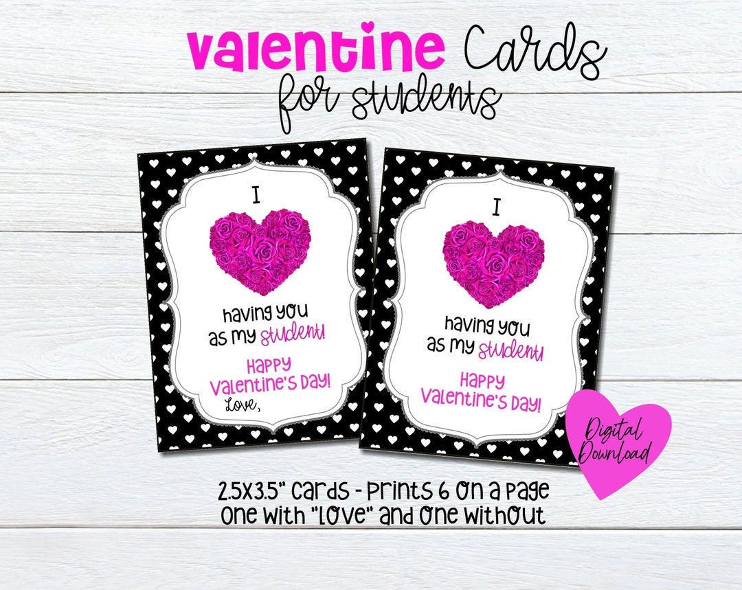Student Valentine Cards From Their Teacher, Classroom Valentines for ...