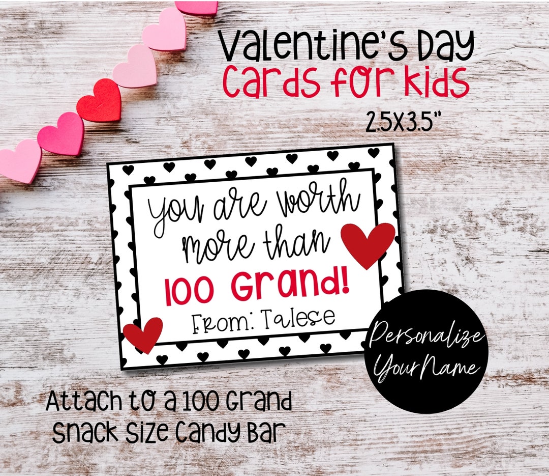 Personalized Kids Valentine's Day Cards, You Are Worth More Than 100 ...