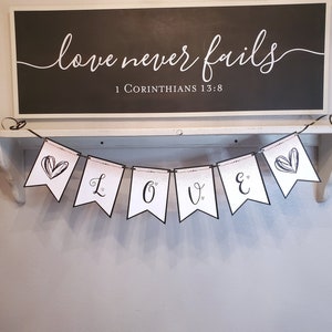 Black and White Printable Love Banner Valentines Banners | Etsy