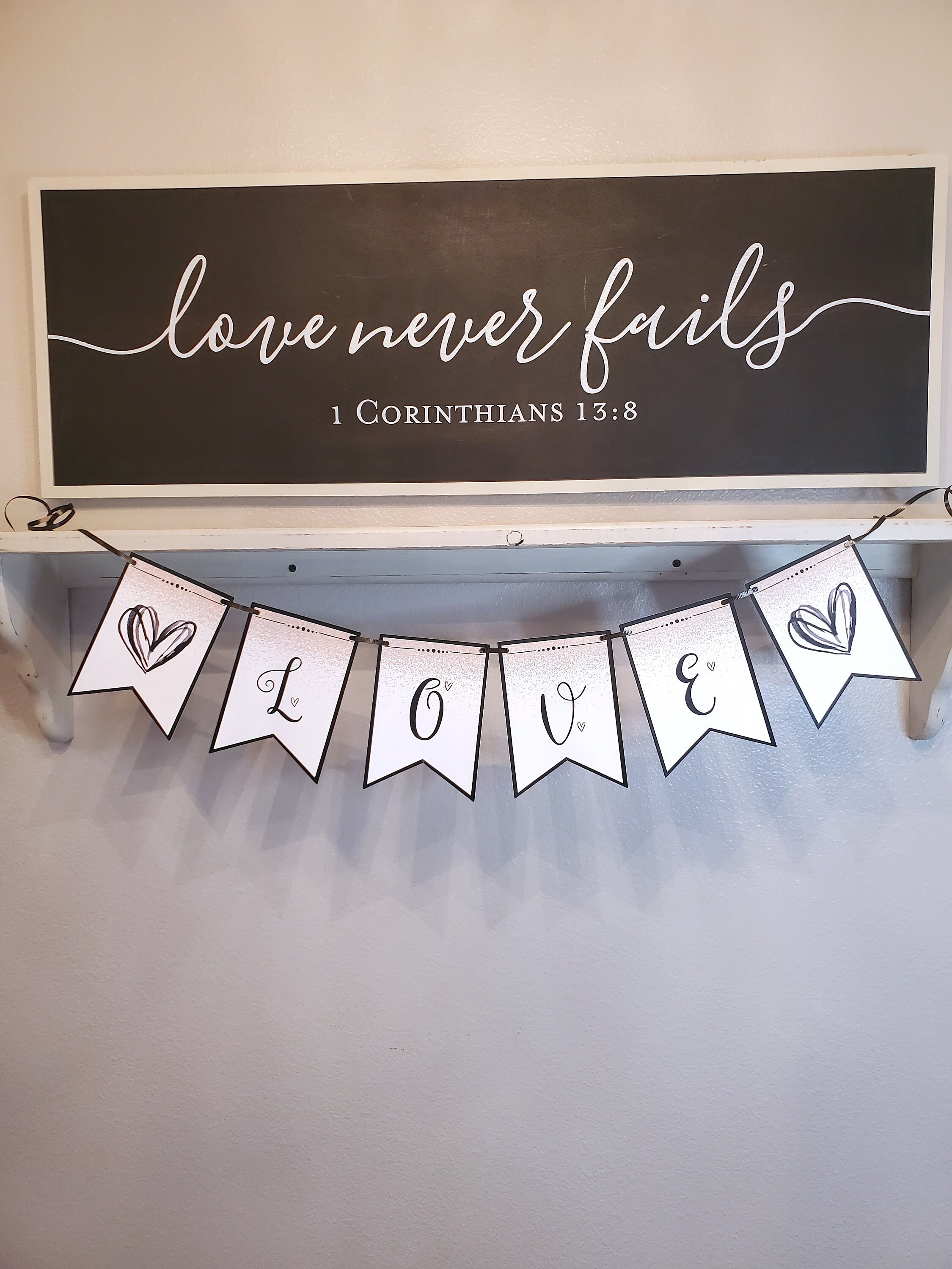 Black and White Printable Love Banner Valentines Banners | Etsy