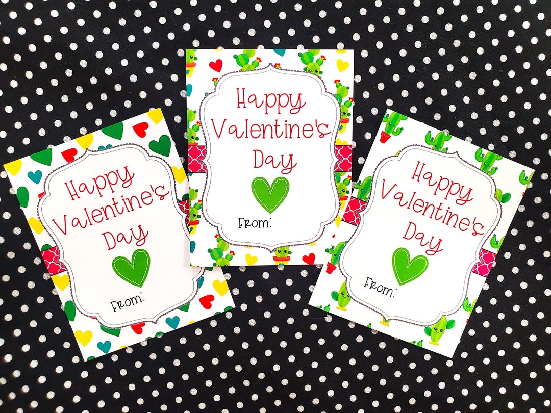 Kids Valentine's Day Cards, Cactus Valentines, Personalize, Classroom ...