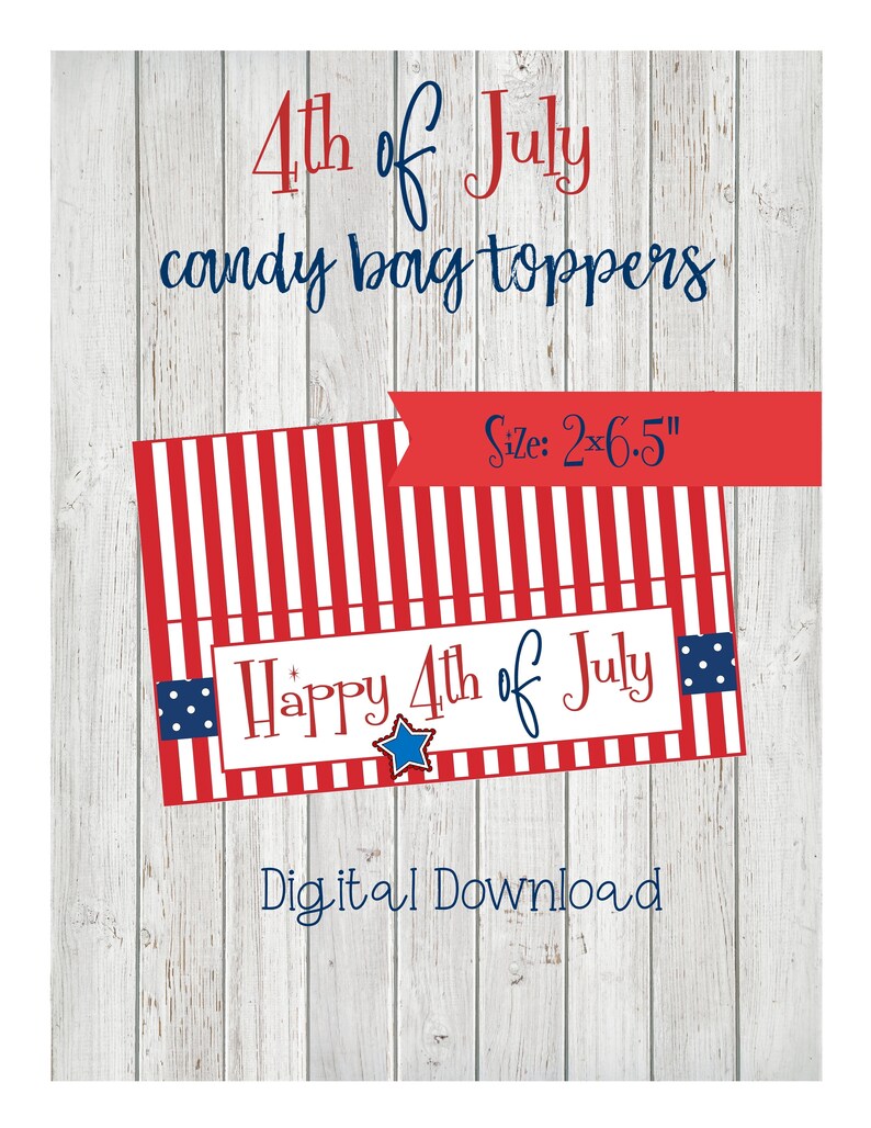 4th of July Candy Bag Toppers-4th of July Printables-July 4th | Etsy