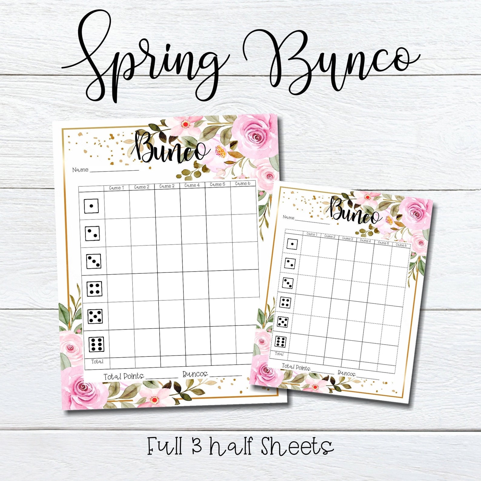 Spring Bunco Sheet, Spring Bunco Score Cards, April Bunco, May Bunco ...