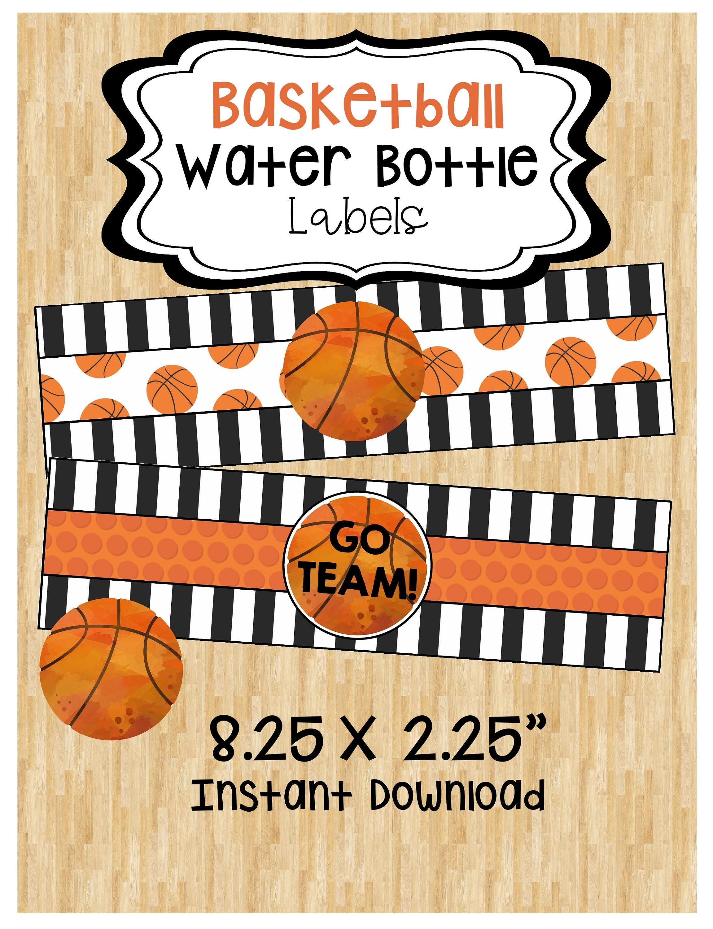 Basketball Drink Labels Printable Water Bottle Labels | Etsy