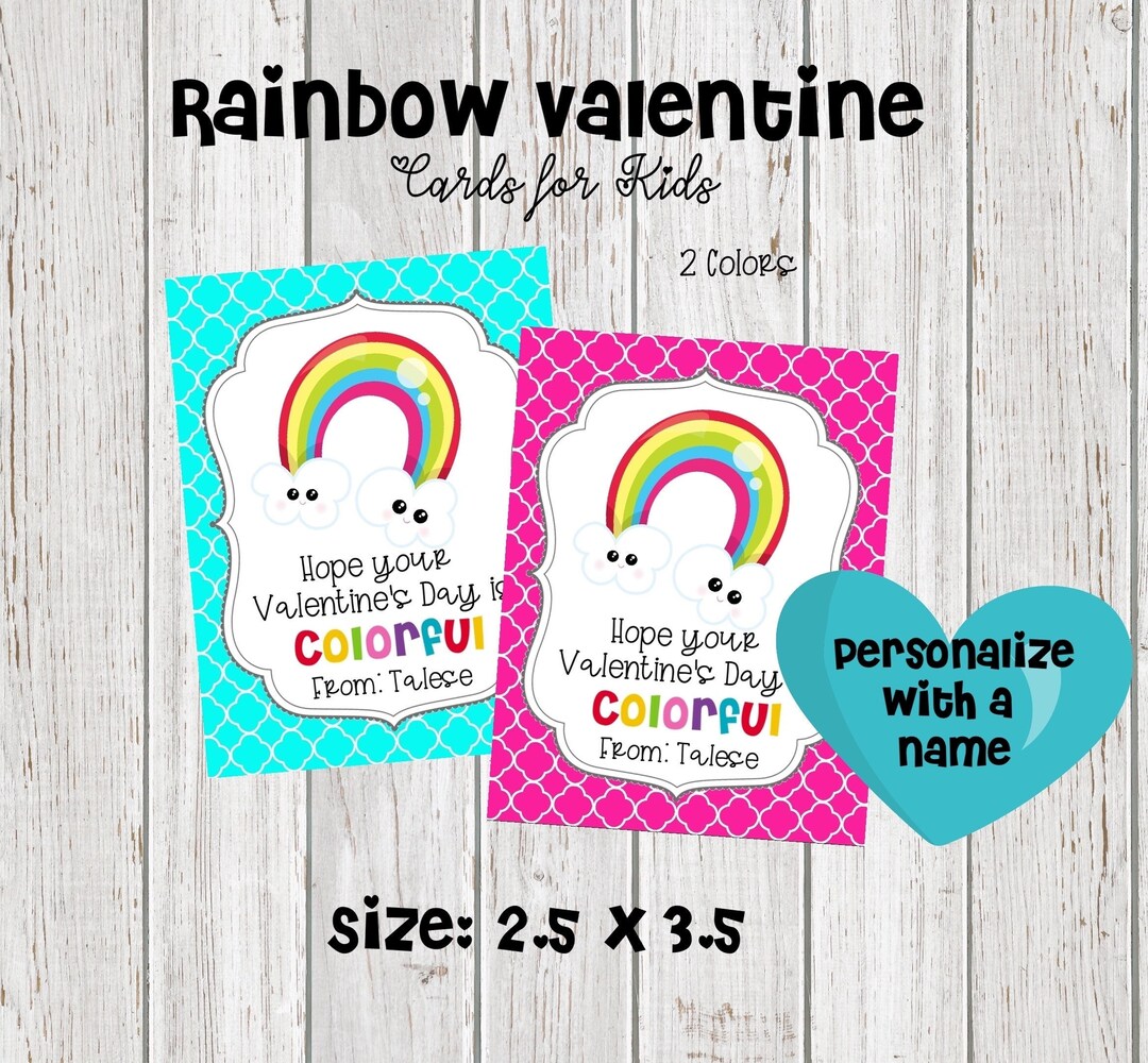 Kids Rainbow Valentine's Day Cards, Rainbow Valentines, Happy Valentine ...